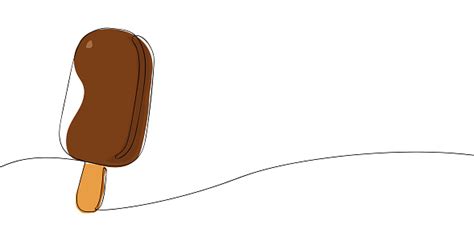 나무 막대기에 초콜릿으로 덮인 아이스크림 바의 미니멀한 라인 아트 일러스트로 디저트나 여름 테마에 이상적입니다 갈색에 대한 스톡 벡터 아트 및 기타 이미지 Istock