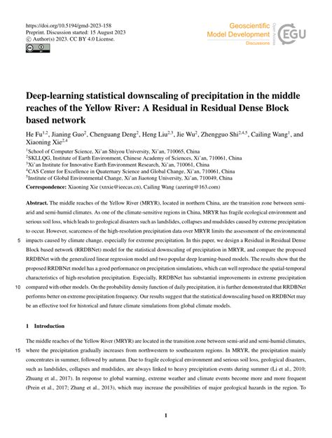 Pdf Deep Learning Statistical Downscaling Of Precipitation In The
