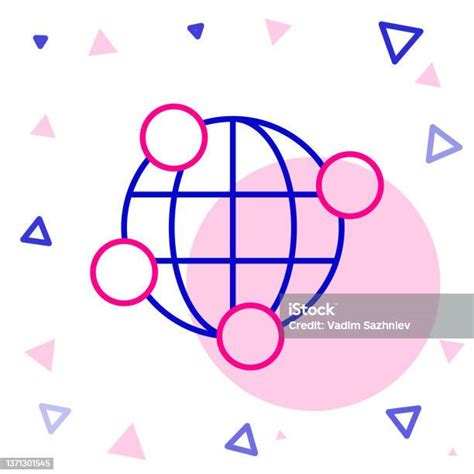 라인 글로벌 기술 또는 흰색 배경에 격리 된 소셜 네트워크 아이콘 다채로운 개요 개념 벡터 개념에 대한 스톡 벡터 아트 및 기타 이미지 Istock