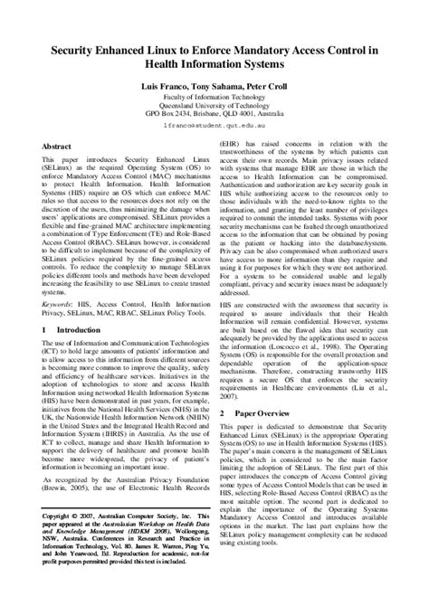 Pdf Security Enhanced Linux To Enforce Mandatory Access Control In
