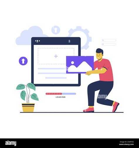 Concept Illustration Of Image Upload Technology Flat Vector