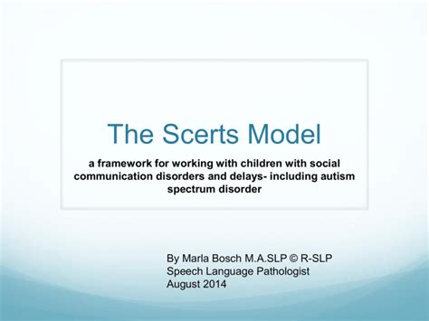 Scerts Model Autism And Social Communication Framework