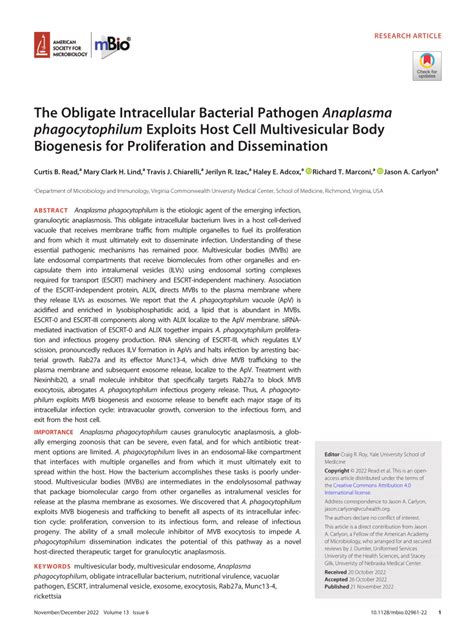 Pdf The Obligate Intracellular Bacterial Pathogen Anaplasma