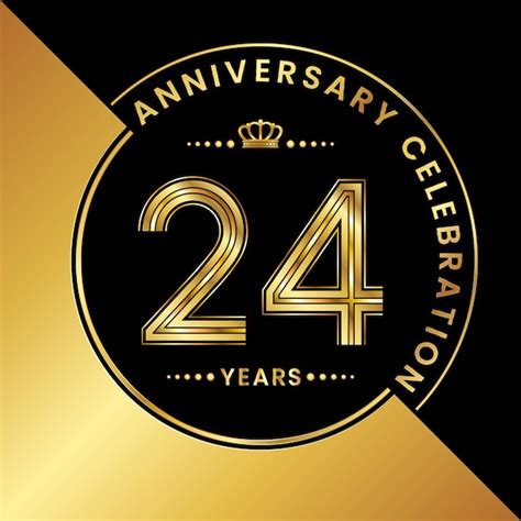 황금 숫자 로고 벡터 템플릿이 포함된 24주년 기념일 축하 로고 디자인 프리미엄 벡터