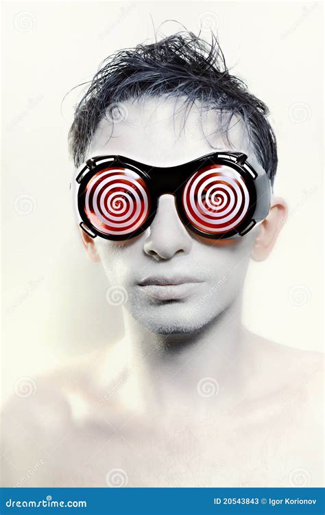 Young Man With White Skin In Strange Glasses Stock Image Image Of
