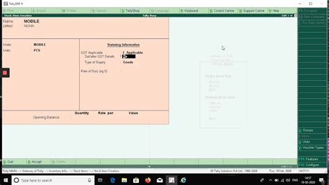 How to create stock item in tally - YouTube