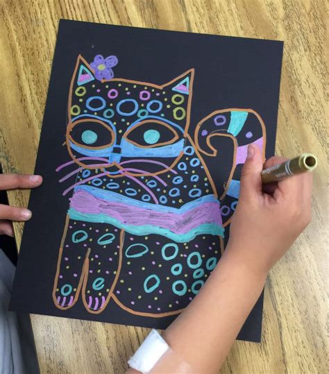 Easy How To Draw A Laurel Burch Cat Tutorial Video And Burch Cat Coloring Page Laurel Burch