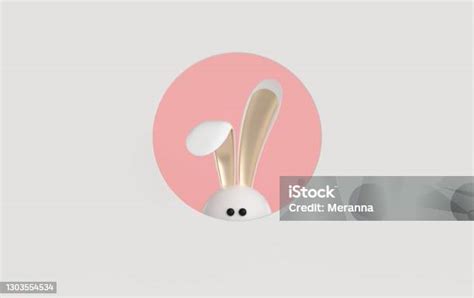 분홍색 배경에 황금 귀와 흰색 에스테르 토끼 토끼 디지털방식으로 생성된 템플릿을 3d 렌더 행복한 부활절 큰 사냥 또는 판매