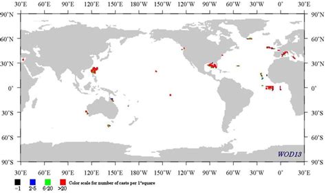 1 Geographical Distribution Of Gld Observations In Wod13 Download