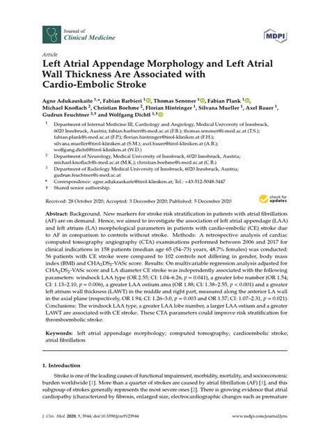 Left Atrial Appendage Morphology Pdf Atrium Heart Receiver Operating Characteristic