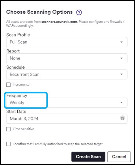 scheduling recurrent scans acunetix