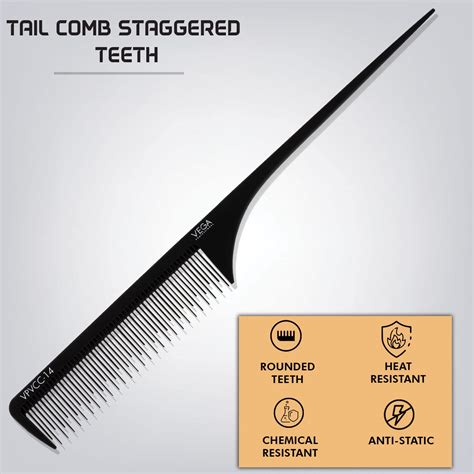 Vega Professional Tail Comb With Staggered Teeth Heat Resistant Anti