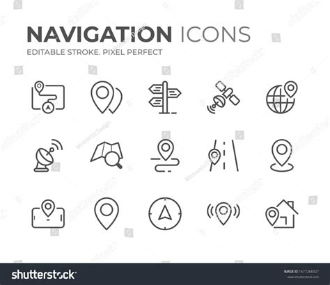 Simple Set Navigation Line Icons Editable Stock Vector Royalty Free Shutterstock