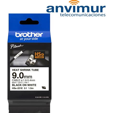 Brother P Touch Heat Shrink Tube Tape WHITE Text BLACK Mm M