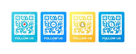 Premium Vector Social Media Qrcode Follow Us Icons Periscope Messenger Skype Snapchat Logos