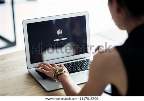 Woman Typing Password Her Laptop Computer Stock Photo Edit Now 1117015901
