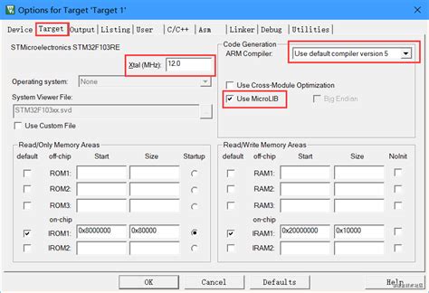 keil stm32 开发环境 4 配置工程参数 options for target csdn博客