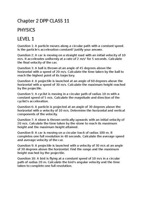 Physics Dpp Do Nicely Chapter 2 Dpp Class 11 Physics Level 1 Question 1 A Particle Moves