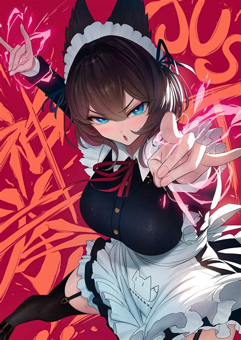 Imizu Nitro Unknown Vrchat Absurdres Highres Apron Black Ribbon