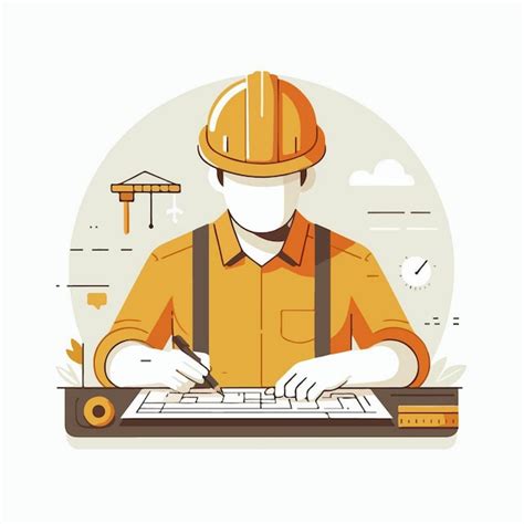 Vector Illustration Of Architect In Simple And Minimalist Flat Design Style Premium Ai
