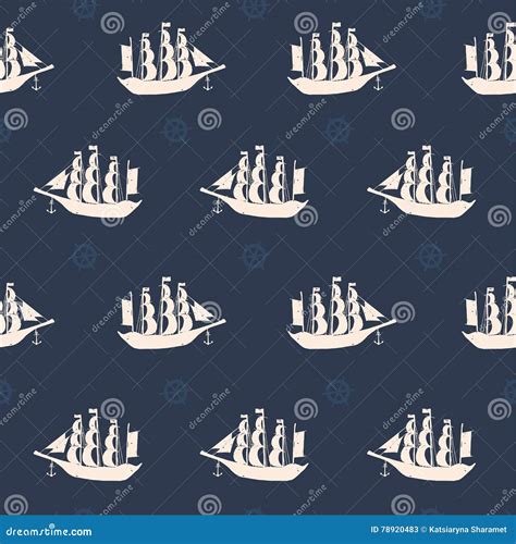 Seamless Pattern With Sailing Ships Stock Vector Illustration Of