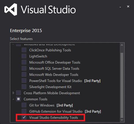 VS 2015 Visual Studio Extensibility VSX
