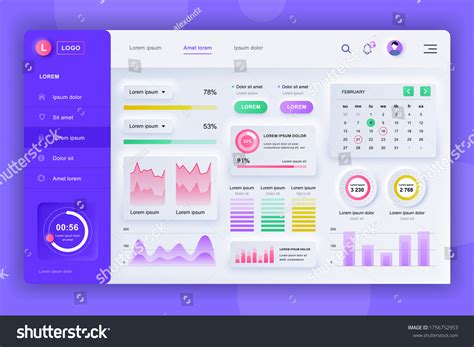 Neumorphic Dashboard Ui Kit Admin Panel Stock Vector Royalty Free Shutterstock