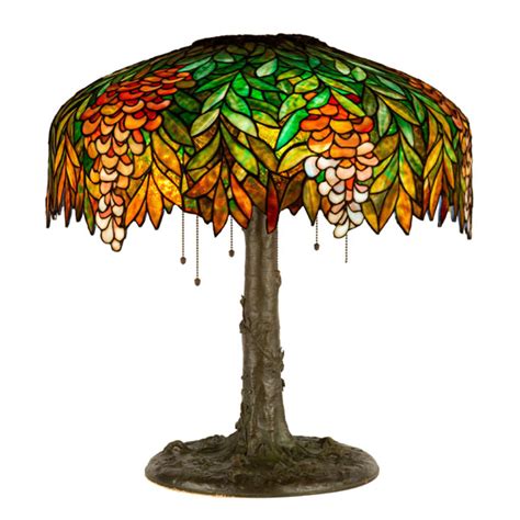 Unique Art Glass Co Attr Wisteria Leaded Lamp