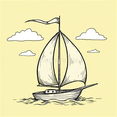 A Simple Illustration Of A Sailboat With Large Triangular Sails
