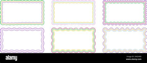 Set Of Colorful Rectangle Frames With Wiggly Edges Rectangular Shapes With Wavy Borders Mirror
