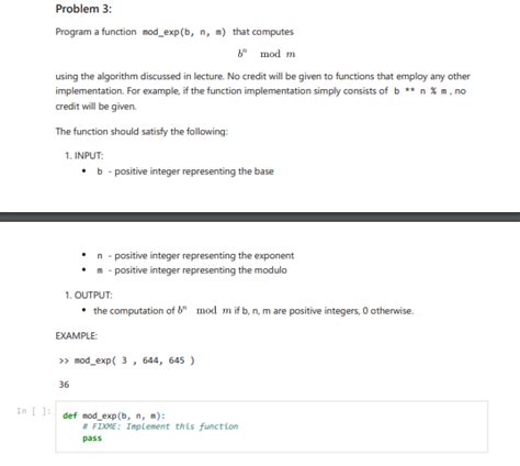 Solved Program A Function Modexp Bnm That Computes