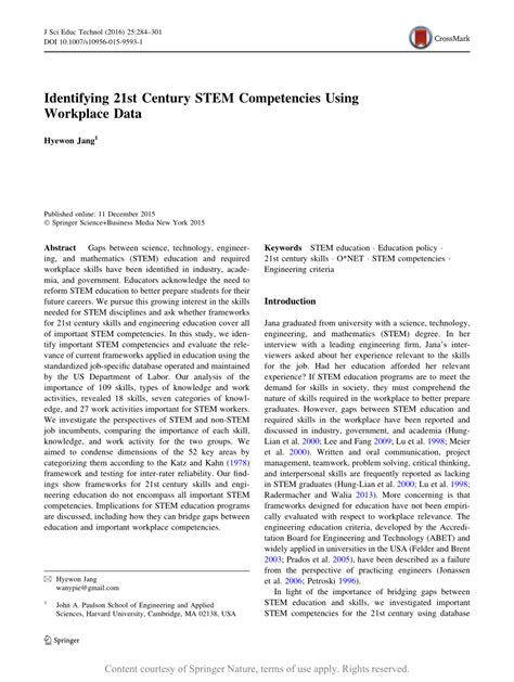 Identifying 21st Century Stem Competencies Using Workplace Data