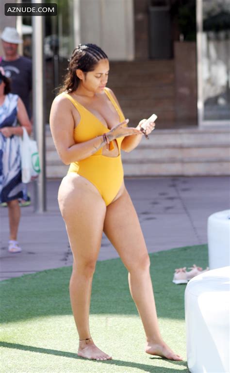 Malin Andersson Sexy In Her Mustard Yellow One Piece Swimsuit While On Holiday In Mallorca Aznude