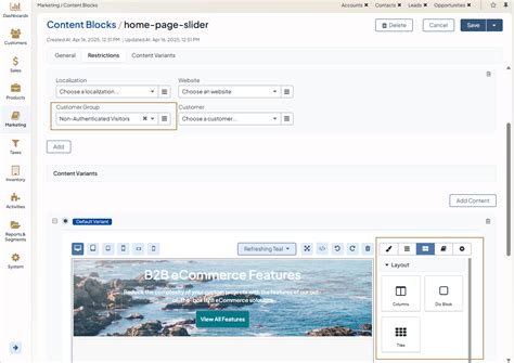 Manage Content Blocks In The Back Office Orocommerce Orocrm And Oroplatform Documentation
