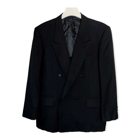 M Nikke Black Double Breasted 4 Button Blazer Coat Mens Fashion