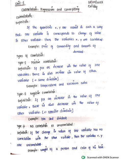 Unit I Correlation Regression And Curve Fitting Pdf