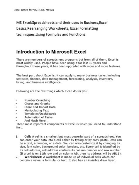 excel notes 2nd best pdf microsoft excel spreadsheet