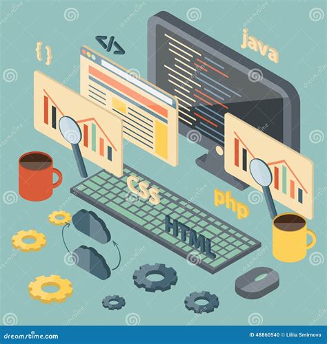 isometric illustration on programming theme stock vector illustration