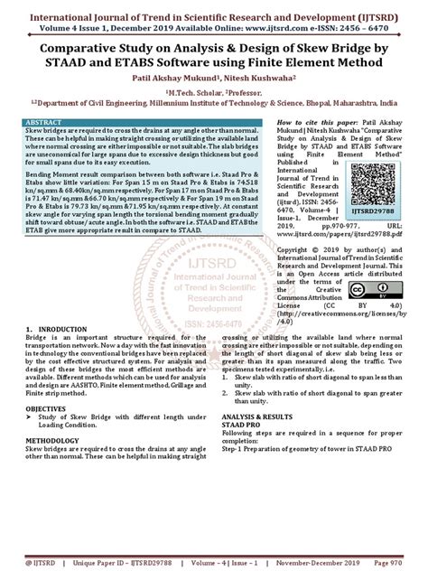 Comparative Study On Analysis And Design Of Skew Bridge By Staad And