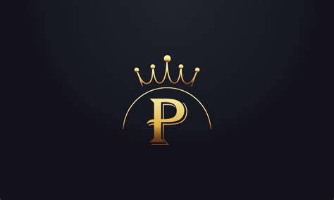 P 황금 황금 알파 ⁇ 글자 로고 아이콘 디자인 왕관과 함께 럭셔리 로고타입에 적합합니다 프리미엄 벡터