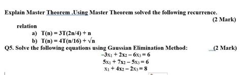 Solved Explain Master Theorem Using Master Theorem Solved Chegg