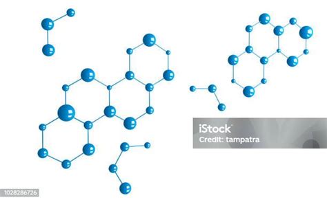 블루 분자 또는 원자 백색 배경입니다 과학 화학 및 의료 개념 3d 그림에서 추상 구조 3차원 형태에 대한 스톡 사진 및 기타 이미지 Istock