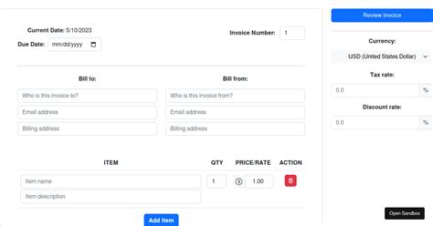 Class Invoice Generator Codesandbox