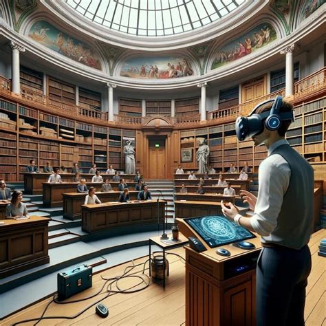 Premium Photo Virtual Reality Exploration In Historical Library Setting
