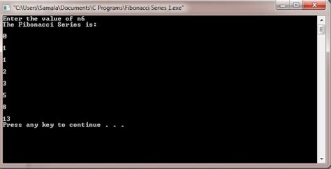 Computer Science C Program To Print The Fibonacci Series