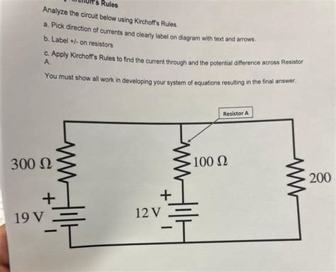 Solved Analyze The Circuit Below Using Kirchoffs Rules A