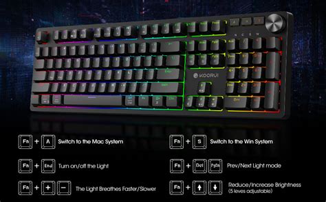 koorui wired gaming keyboards with brown switch hot swap