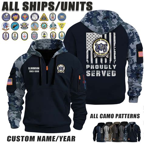 Uss Harold J Ellison Dd 864 Camo Halfzip Hoodie Proudly Served