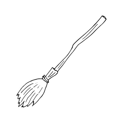 Premium Vector A Black And White Drawing Of A Broom With A Handle