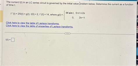 Solved The Current I T ﻿in An Lc Series Circuit Is